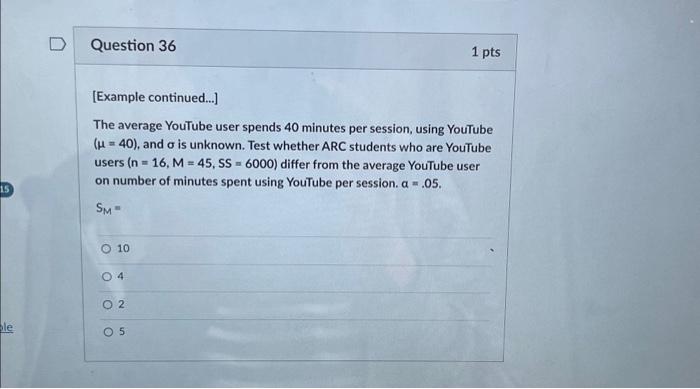Solved [Example continued...] The average YouTube user | Chegg.com