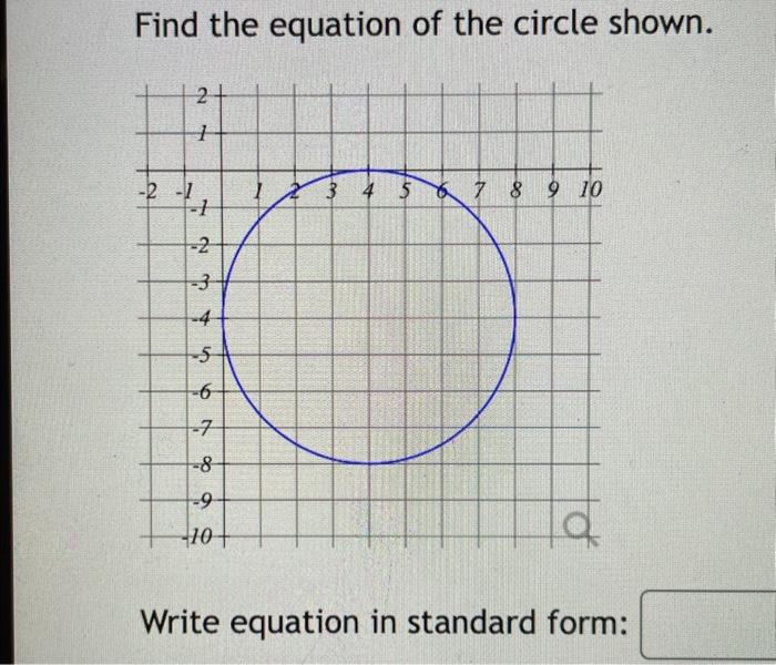 Solved find the equation to the circle shown. write in | Chegg.com