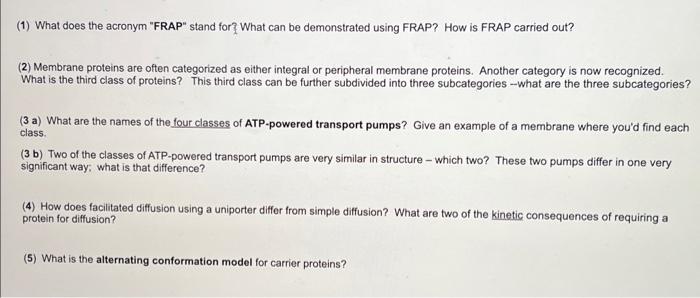Solved (1) What does the acronym "FRAP" stand for? What can | Chegg.com