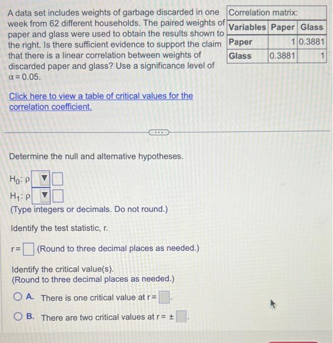 Solved A data set includes weights of garbage discarded in | Chegg.com