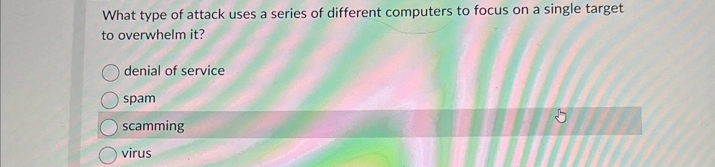 Solved What type of attack uses a series of different | Chegg.com
