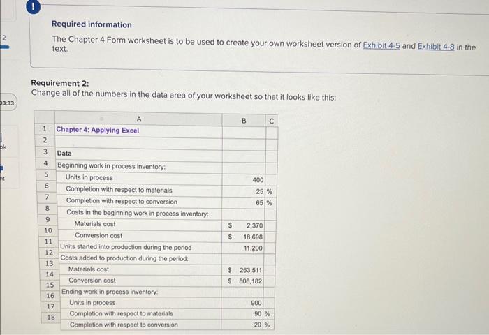 Solved Required information The Chapter 4 Form worksheet is | Chegg.com