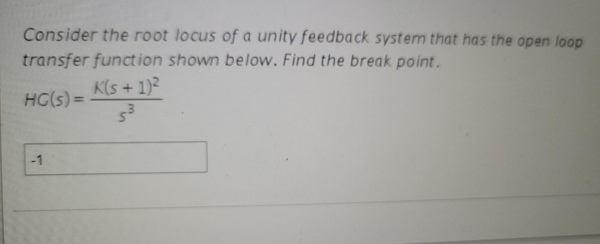 Solved Consider the root locus of a unity feedback system | Chegg.com