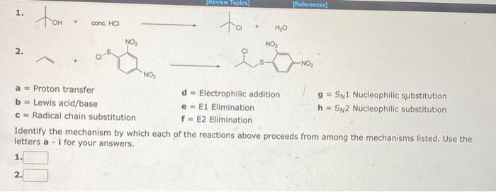 Solved 1. 2. a = Proton transfer b= Lewis acid/base d= | Chegg.com