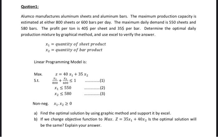 Solved Qustion1: Alumco manufactures aluminum sheets and | Chegg.com