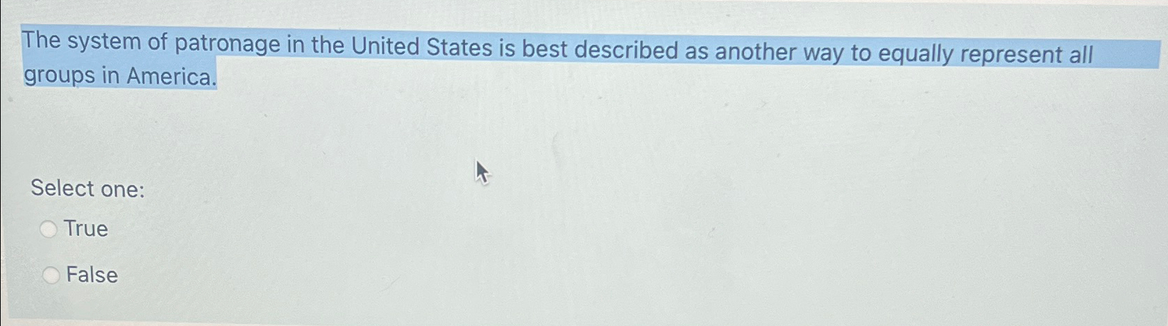 Solved The system of patronage in the United States is best | Chegg.com