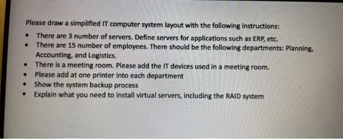 Solved Please draw a simplified IT computer system layout | Chegg.com