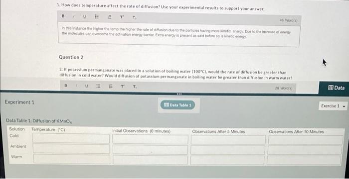 1. How does temperature affect the rate of diffusion? | Chegg.com
