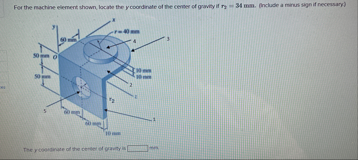 Solved For the machine element shown, locate the y | Chegg.com