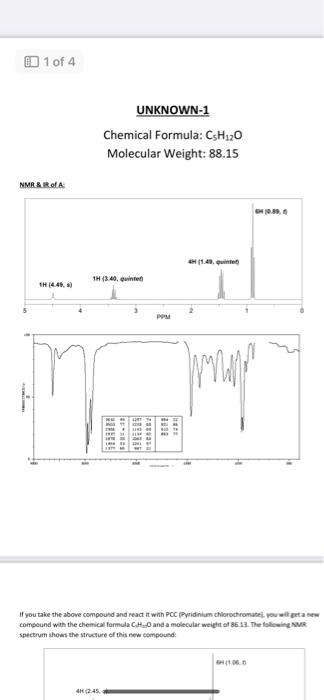 UNKNOWN-1 Chemical Formula: C5H12O Molecular Weight: | Chegg.com