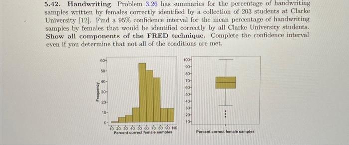 Solved 5.42. Handwriting Problem 3.26 has summaries for the | Chegg.com