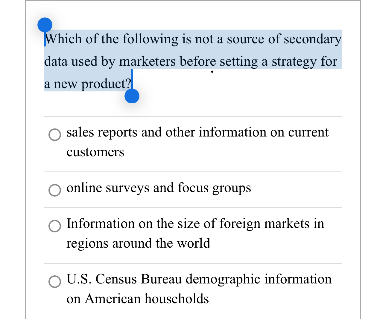 Solved Which of the following is not a source of secondary | Chegg.com