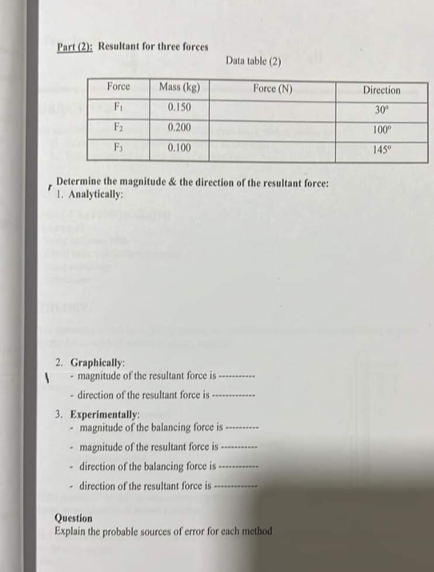 Solved DATA SHEET (3) Name Student No. Partner Physies | Chegg.com