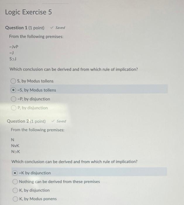 Solved Which conclusion can be derived and from which rule | Chegg.com