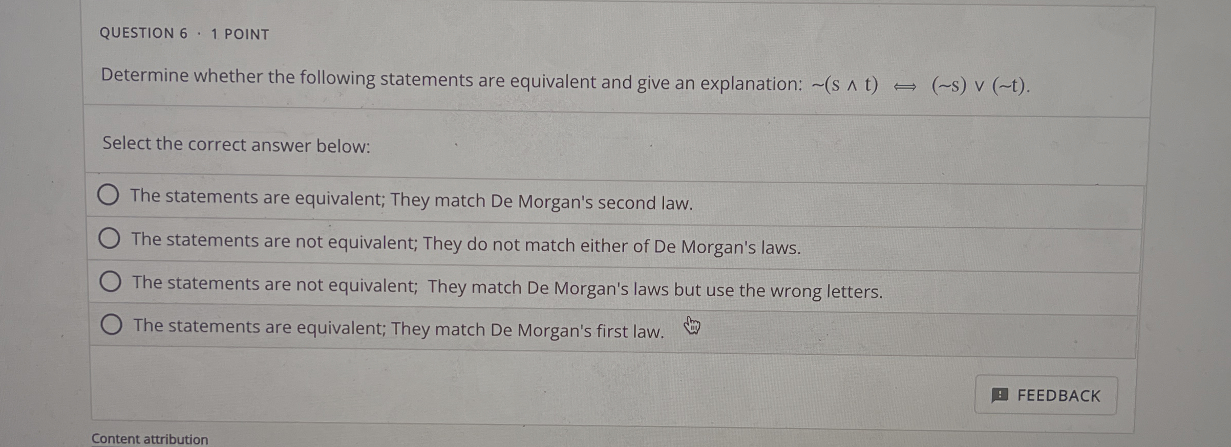 Solved QUESTION 6 * 1 ﻿POINTDetermine whether the following | Chegg.com