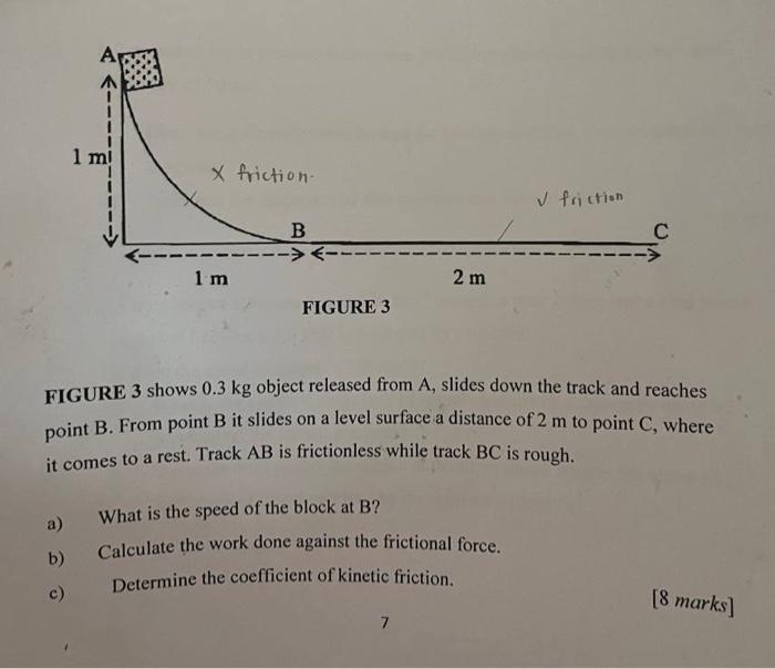 Solved FIGURE 3 shows 0.3 kg object released from A, slides | Chegg.com