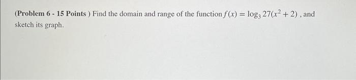 Solved (Problem 6-15 Points) Find the domain and range of | Chegg.com