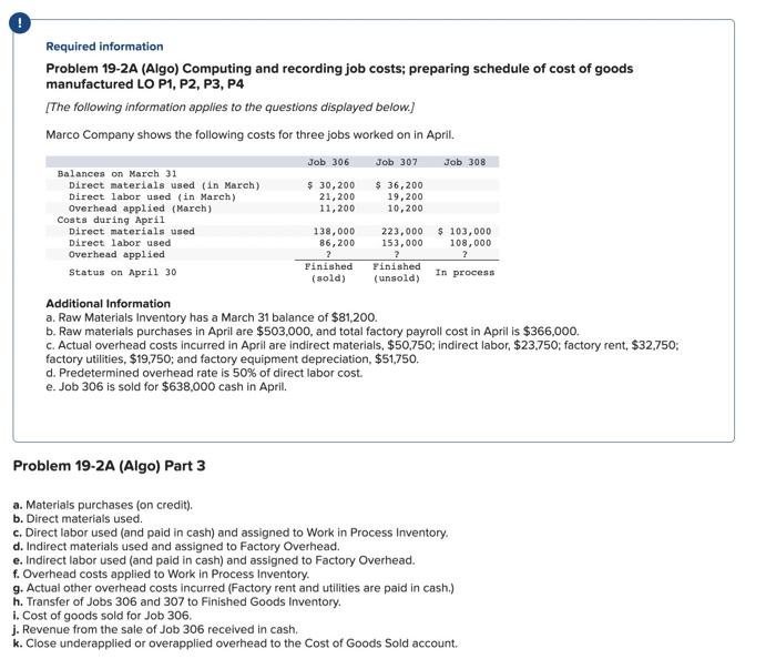 Solved Required information Problem 19-2A (Algo) Computing | Chegg.com