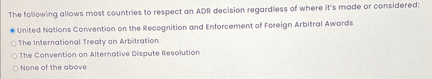 Solved The following allows most countries to respect an ADR | Chegg.com