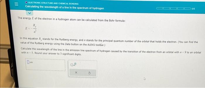 Solved The Energy E Of The Electron In A Hydrogen Atom Can