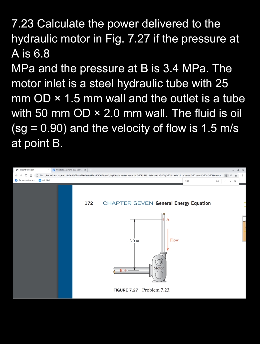 Solved 7.23 ﻿Calculate the power delivered to the hydraulic | Chegg.com