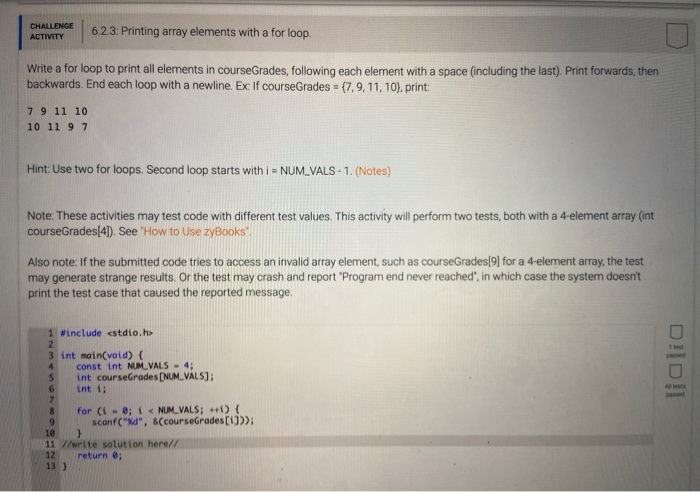 Solved C Code Please Write Loop Print Elements Coursegrad