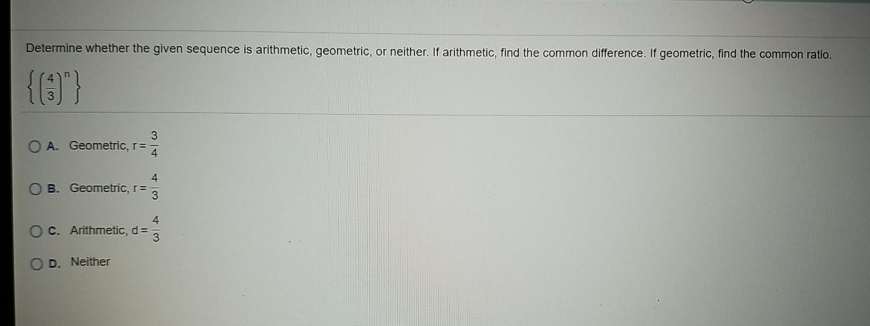 Solved Determine whether the given sequence is arithmetic, | Chegg.com