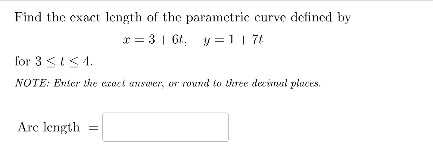 Solved Find the exact length of the parametric curve defined | Chegg.com