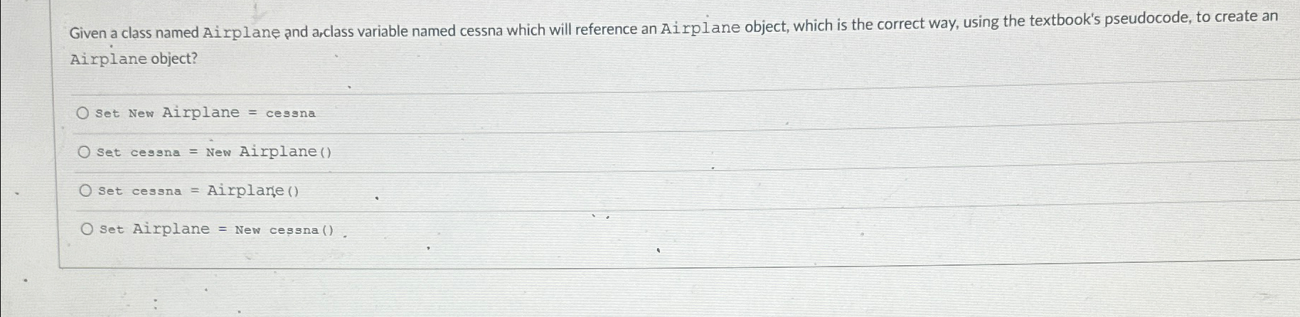 Solved Given a class named Airplane and arclass variable | Chegg.com