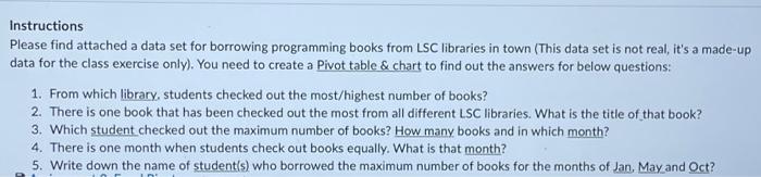Solved Instructions Please find attached a data set for | Chegg.com
