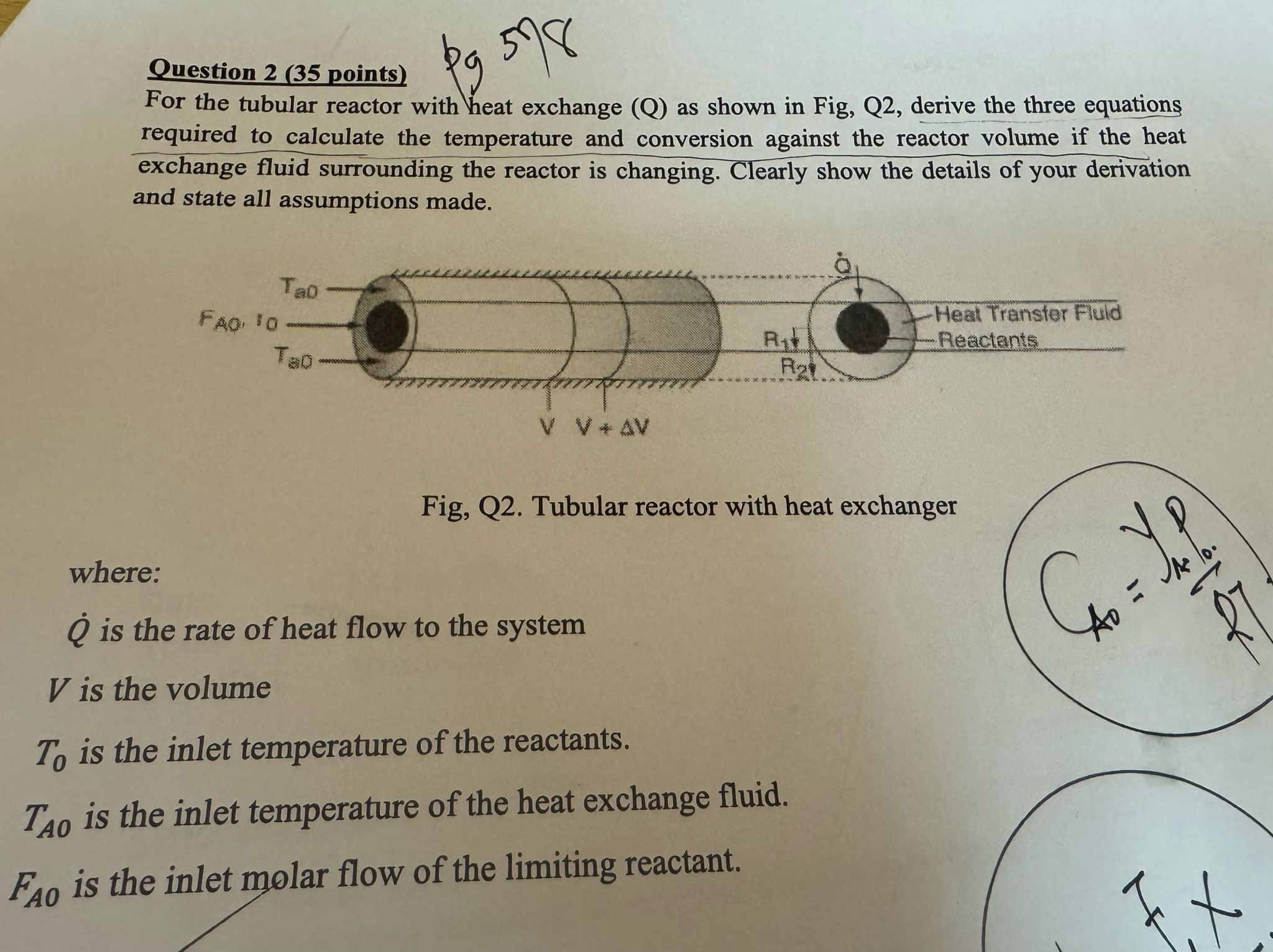 Solved Question 2 (35 ﻿points)For the tubular reactor with | Chegg.com