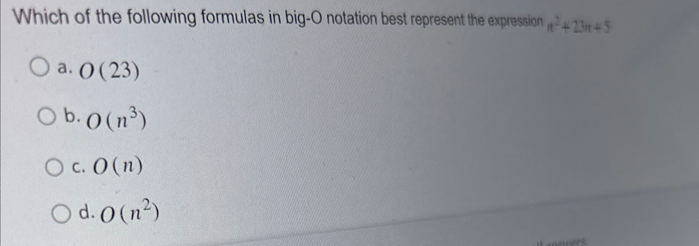 Solved Which of the following formulas in big-O notation | Chegg.com