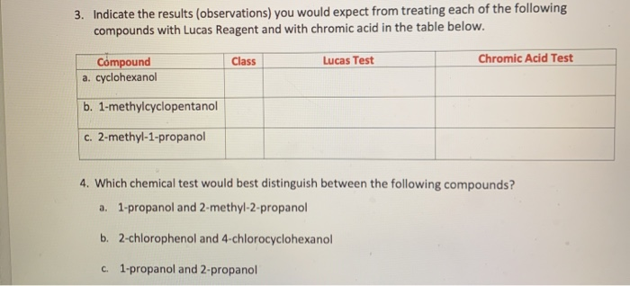 Solved 3. Indicate the results (observations) you would | Chegg.com