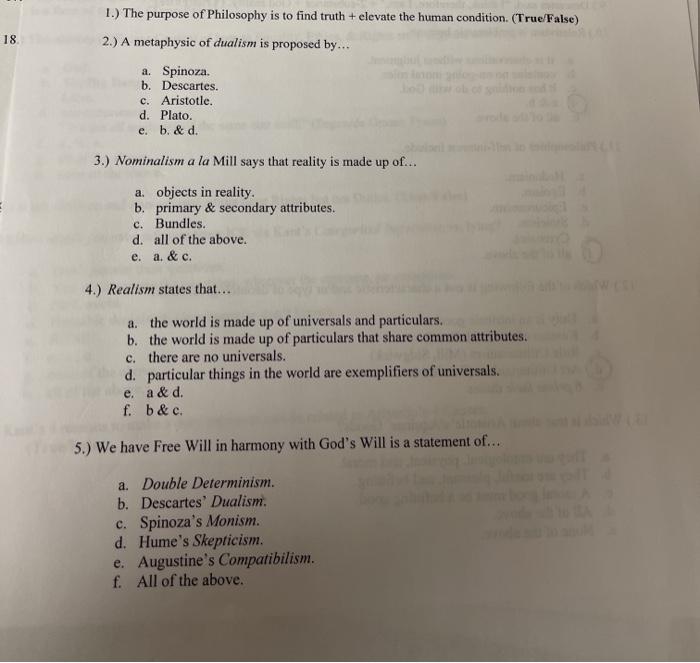 Solved 1.) The purpose of Philosophy is to find truth + | Chegg.com