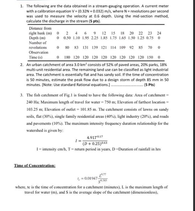 Solved 1. The following are the data obtained in a | Chegg.com