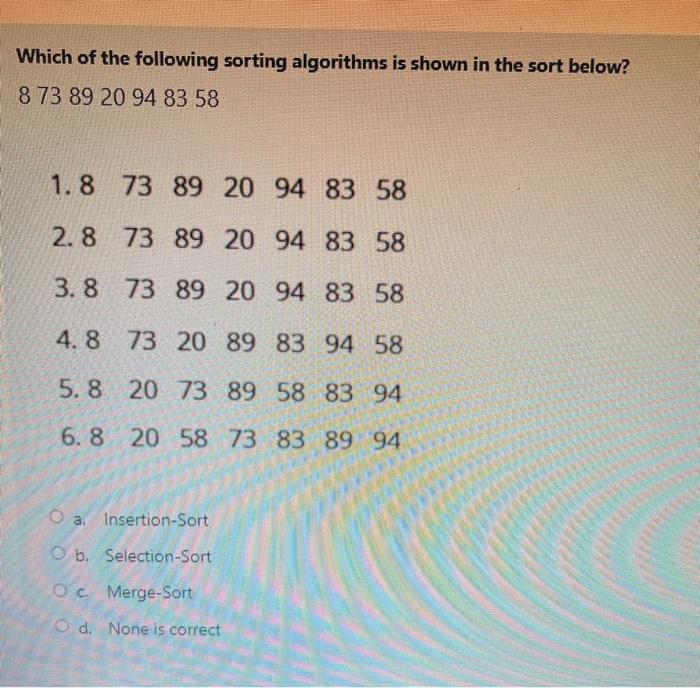 Solved Jump search algorithm requires which of the following | Chegg.com