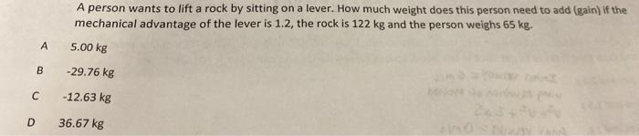 Solved A person wants to lift a rock by sitting on a lever. | Chegg.com