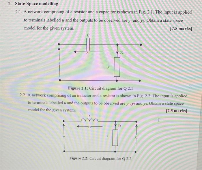 Solved 2. State-Space modelling: 2.1. A network comprising | Chegg.com