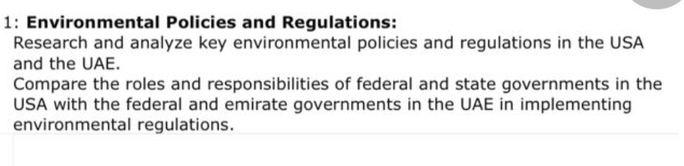 Solved 1: Environmental Policies and Regulations:Research | Chegg.com