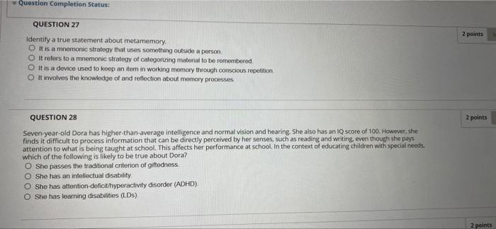 Solved Question Completion Status: 2 points QUESTION 27 | Chegg.com