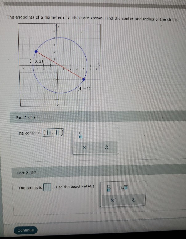 Solved The endpoints of a diameter of a circle are shown. | Chegg.com