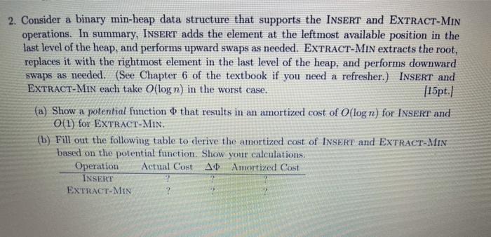 2. Consider a binary min-heap data structure that | Chegg.com