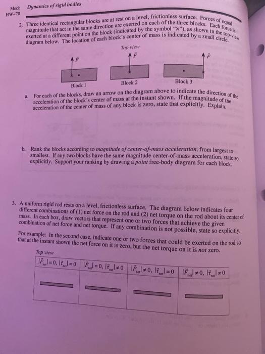 Mech Dynamics of rigid bodies HW-70 2. Three | Chegg.com