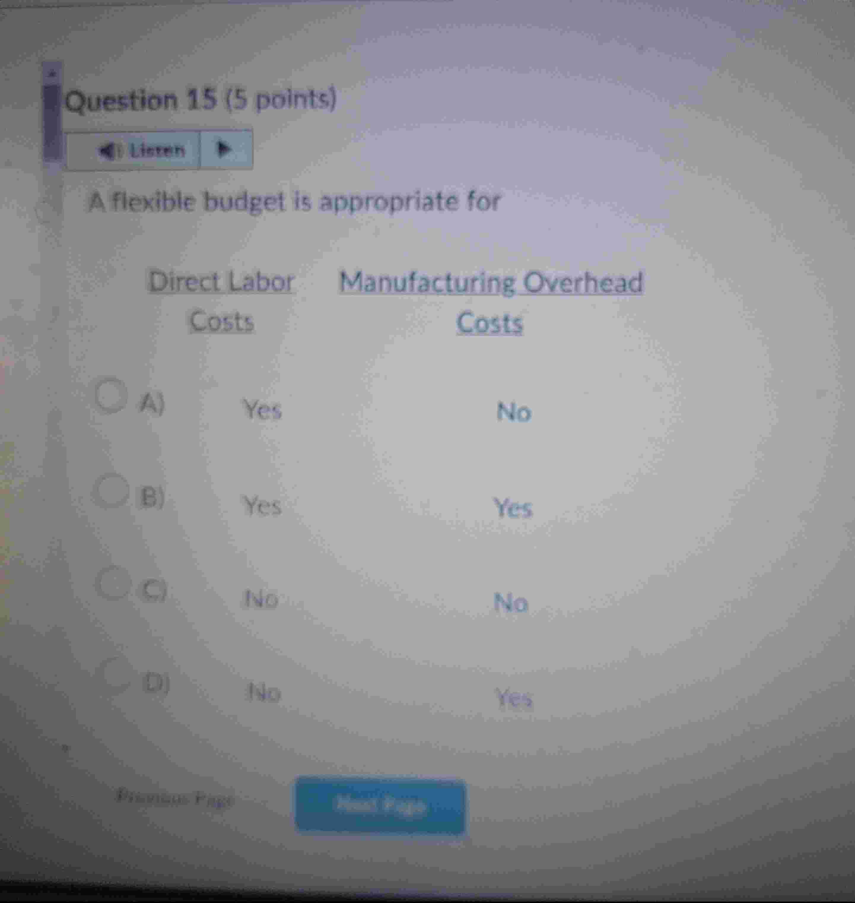Solved Question 15 (5 ﻿points)A flexible budget is | Chegg.com