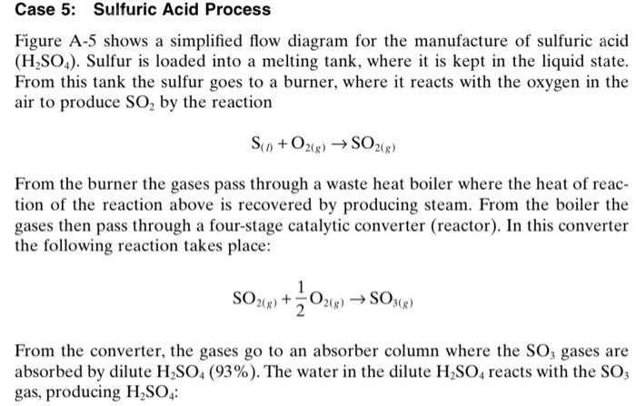 Case 5: Sulfuric Acid Process Figure A-5 shows a | Chegg.com