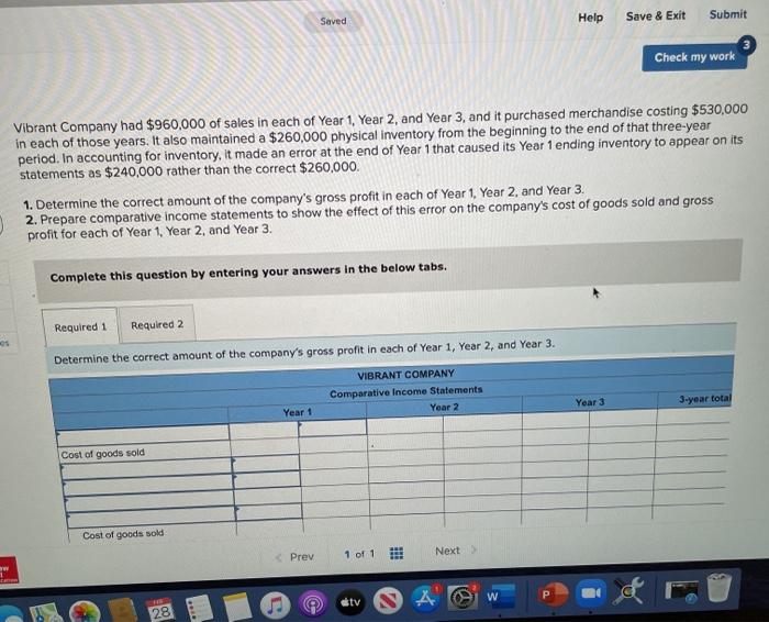Solved Saved Help Save & Exit Submit Check my work Vibrant | Chegg.com