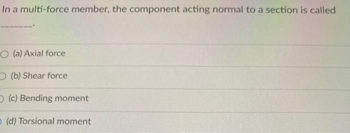 Solved In a multi-force member, the component acting normal | Chegg.com