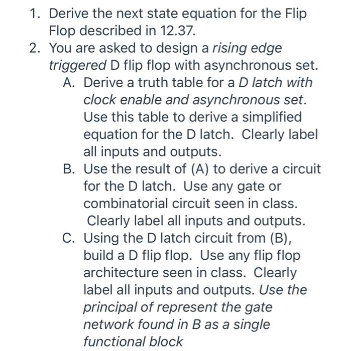 Solved 1 Derive The Next State Equation For The Flip Flop 5768