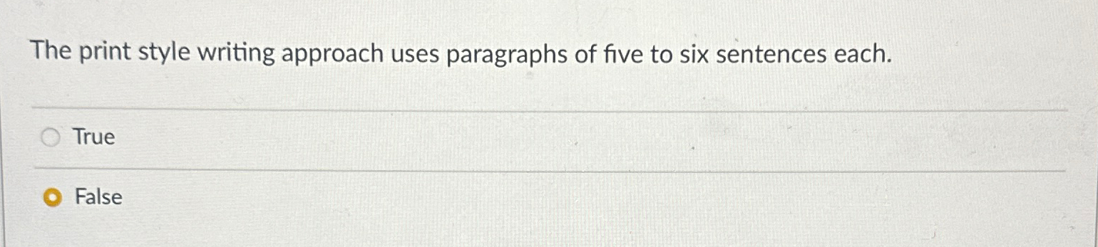 Solved The print style writing approach uses paragraphs of | Chegg.com