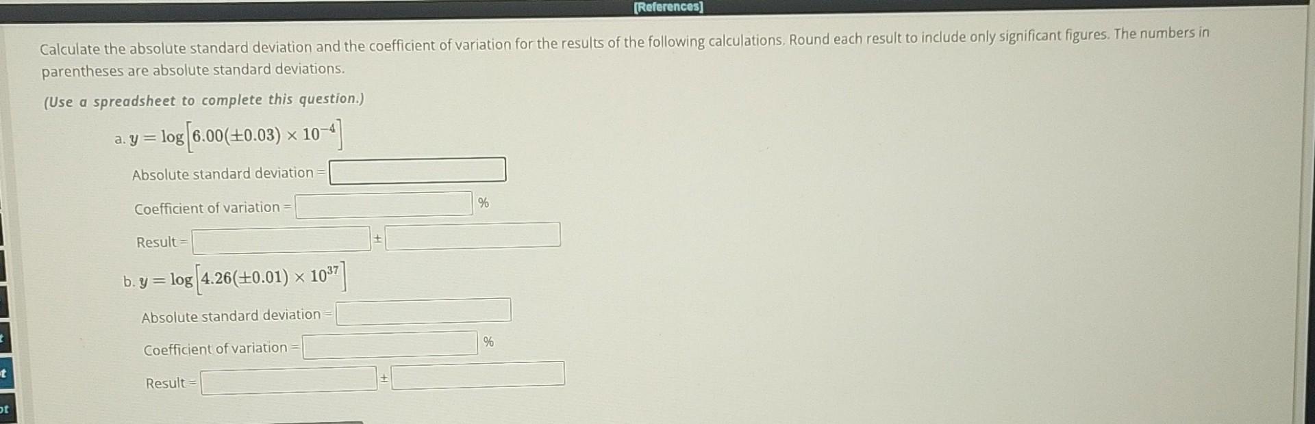 Solved alculate the absolute standard deviation and the | Chegg.com